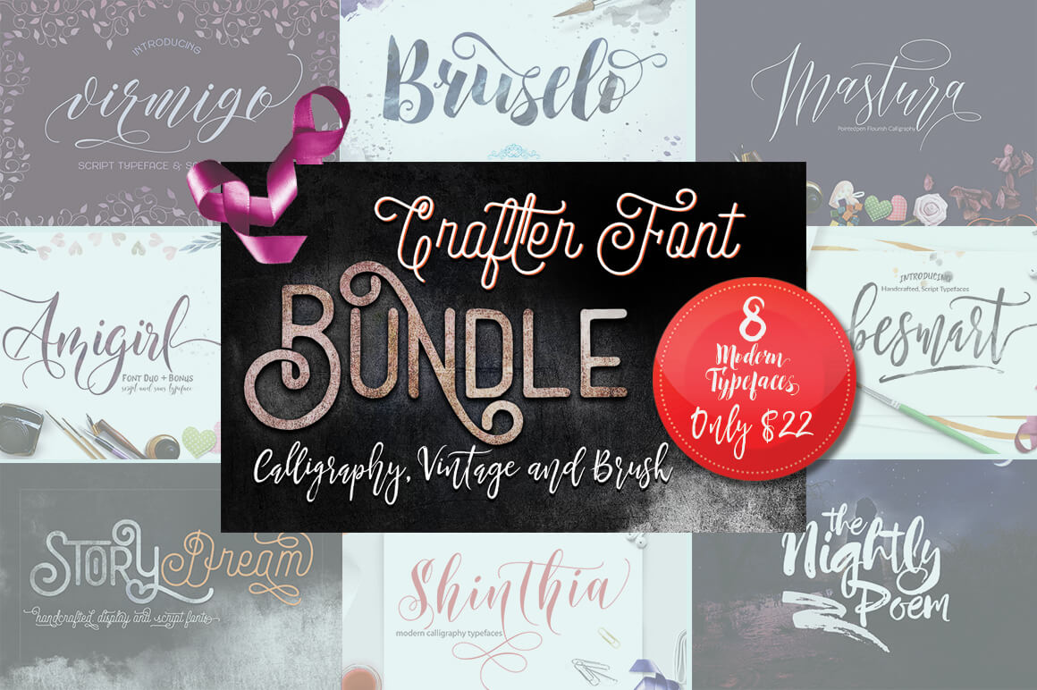 The Crafter Bundle of 9 Beautiful Script Fonts - only $15! -Business ...