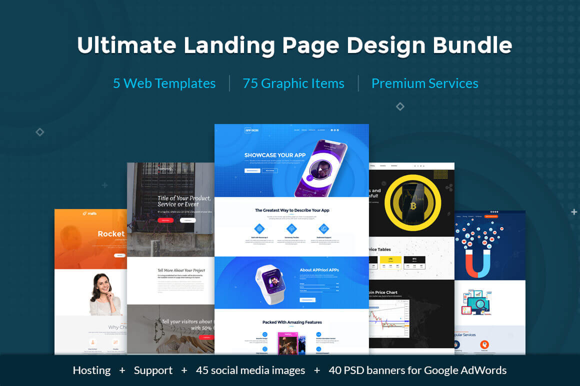 Simple Landing Page Web Design Bundle from MotoCMS – only $19 ...
