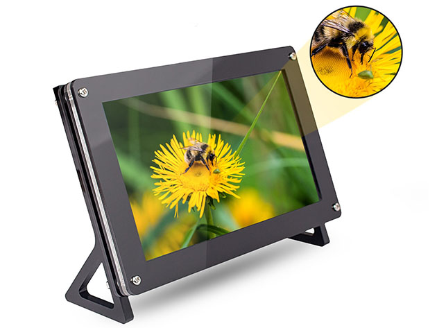 Raspberry Pi 4B 7" IPS LCD Display (1024x600) with RPi Case Holder for ...